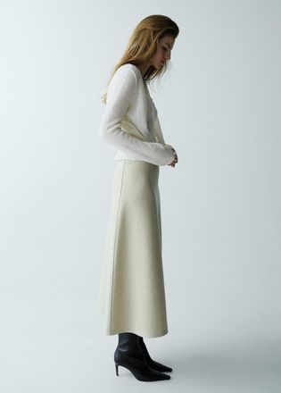 Mango Cardigan maille en dentelle &eacute;cru - Femme - XS - MANGO