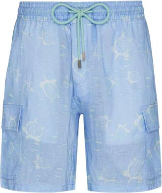 Vilebrequin Homme, Shorts, Bleu, Taille: 2XL Baie Linen Bermuda Shorts