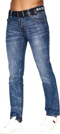 Crosshatch JeanBase Jean stretch classique &agrave; franges pour homme Coupe droite, D&eacute;lav&eacute;, 40W / 30L