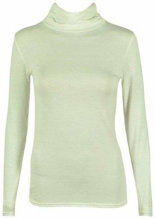 Purple Hanger Neuf Dames uni col Polo avec Manches Longues Femmes Extensible Haut Basique - Crème, EU 40-42