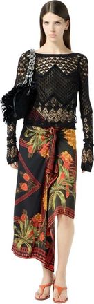Blumarine Femme, Jupes, Multicolore, Taille: 38 FR Jupe asym&eacute;trique en serg&eacute; fa&ccedil;on par&eacute;o avec imprim&eacute; foulard