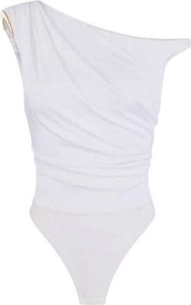 Elisabetta Franchi Femme, Tops, Blanc, Taille: 38 FR Body Jersey avec &Eacute;paule Bijou