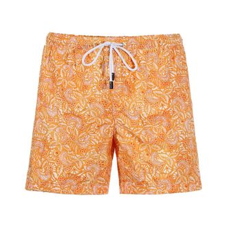 Barba Gemusterte Orange Elastische Taille Shorts - - Swimwear - Herren - Orange - XL