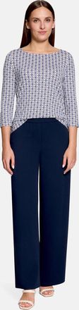 Betty Barclay 3/4-Arm-Shirt BETTY BARCLAY Damen mit U-Boot-Ausschnitt, Damen, Gr. 36, wei&szlig; (rot, blau), Jersey, Obermaterial: 95% Viskose, 5% Elasthan, Basic, taill
