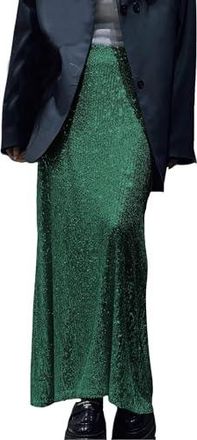 Generic Jupe Longue Femme Paillettes Soir&eacute;e Festive Maxi Jupe Scintillante et Fluide pour F&ecirc;te Mariage Cocktail Gala Jupe A-Line &Eacute;l&eacute;gante et Confortable Taill