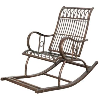 Biscottini International Biscottini - Schaukel aus Schmiedeeisen Schaukelstuhl mit Armlehnen Gartensessel Metall-Liegestuhl Gartenstuhl 127x64x90 cm