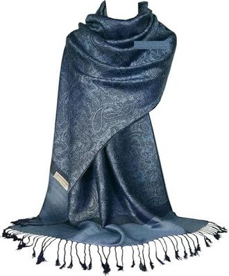 GFM Écharpe style pashmina en motif feuilles cachemire florales P093-S0-HLNLINL