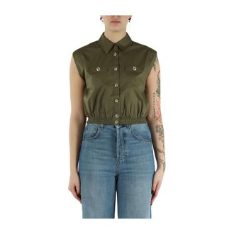 Twinset Femme, Blouses et Chemises, Vert, Taille: 38 FR Chest-pocket Shirt