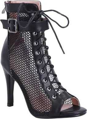 Generic Chaussures De Dance Femme Respirant Danse Heels Strappy Sexy Escarpins Noir Mesh Stiletto Talons Hauts Sandales Couleur Unie, Mode, Respirant Femme Sa