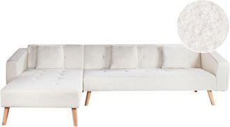 Beliani Beliani - Ecksofa Cremewei&szlig; Boucl&eacute; L-F&ouml;rmig Rechtsseitig Schlaffunktion Modern Wohnzimmer
