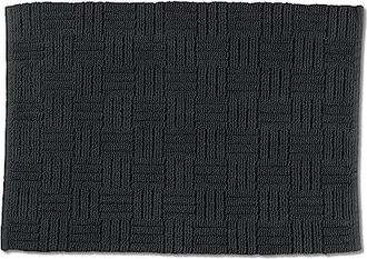 KELA Badematte rutschfest 50 x 80 cm LEANA, Badezimmerteppich grau, waschbar, 100% Baumwolle, Badvorleger in Flechtoptik, granitgrau