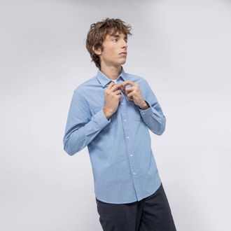 Faguo Chemise poches en coton bleu ciel