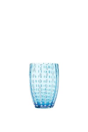 Zafferano Perle Glasbecher - Handgemachtes Buntglas, cl 32 h 109mm d 71mm - Set 6 St&uuml;ck - (Aquamarin)