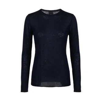 Pinko Pinko, Femme, Tops, Bleu, Taille: 40 FR Pull &agrave; col rond orn&eacute; de sequins