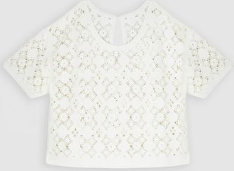 Eric Bompard Top Fente Dos Et Guipure Naturel