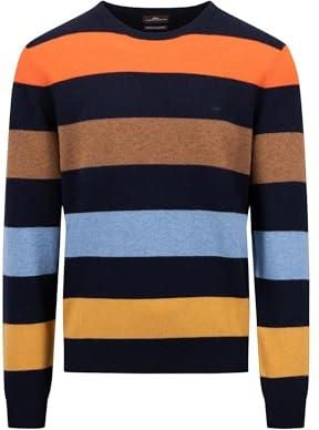 Fynch-Hatton Pull rayé en cachemire mérinos, bleu marine, L