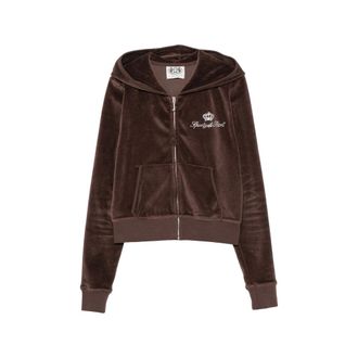 Sporty & Rich X Juicy Couture Rhinestone-embellished Zip-up Hoodie