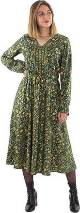 Coline Robe mi Longue Hiver Fleurie - Couleur : Emeraude - Taille : M