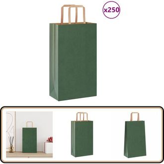 vidaXL Vidaxl - Papiertragetaschen 250 Stk. mit Henkeln Gr&uuml;n 21x11x36 cm