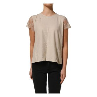 Pink Memories Rundhals-Oberteil mit kurzen &Auml;rmeln - - Blouses & Shirts - Damen - Beige - XS