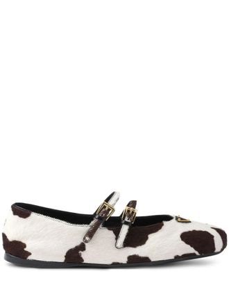 Prada ballerines à imprimé animalier - Blanc