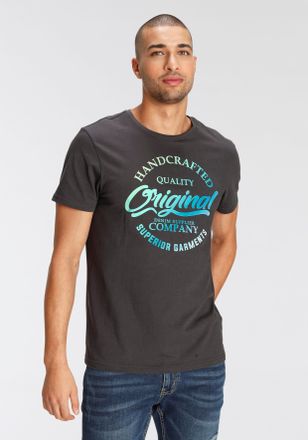 AJC T-Shirt AJC, Herren, Gr. 4XL (68/70), grau (anthrazit), Jersey, Obermaterial: 100% Baumwolle, bedruckt, unifarben, schmal, Rundhals, Shirts T-Shirt, k