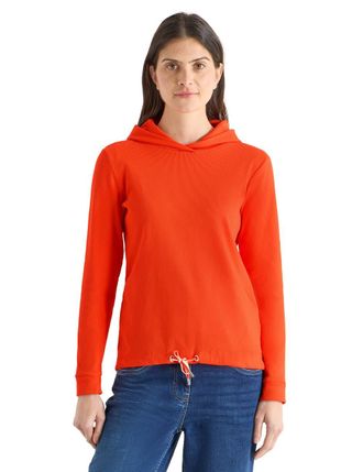Cecil Hoodie in Rippstruktur Cherry Tomato orange XXL