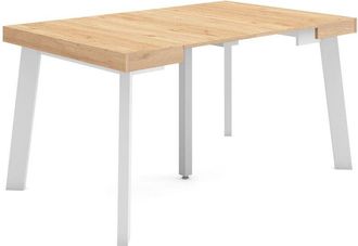 Skraut Home Skraut Home - Table console extensible, Console meuble, 140, Pour 6 personnes, Pieds en bois, Style moderne, Chêne
