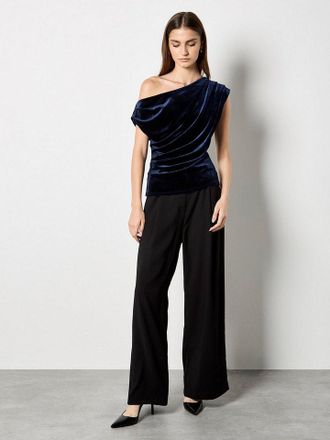 Apricot Paillettenshirt Samtshirt im Bardot Stil