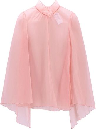 Max Mara Femme, Blouses et Chemises, Rose, Taille: 42 FR T-shirt en soie rose &agrave; manches volant&eacute;es