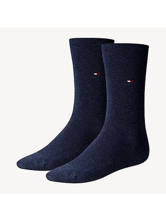 Tommy Hilfiger Lot de 2 paires de chaussettes classiques à drapeau brodé