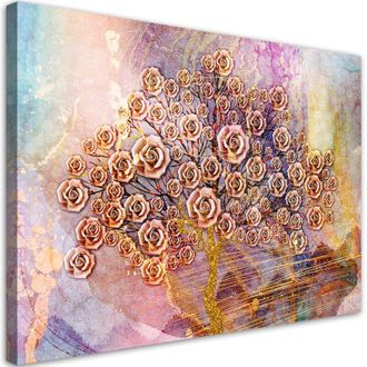 Feeby Tableau sur toile Arbre de vie de fleurs 90x60