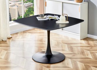 Generic Runder Tulpen-Esstisch - 23,6 Mid-Century Modern Tisch for Kleine R&auml;ume, Naturholz-Finish(Matte Black,42.1)