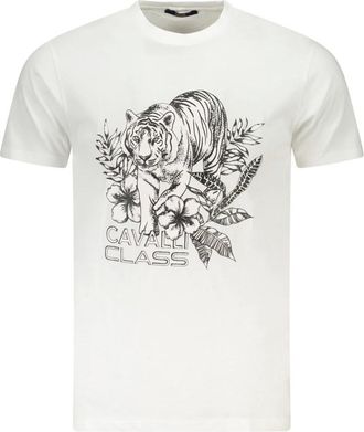 Cavalli Homme, Tops, Blanc, Taille: L Short Sleeve T-Shirt