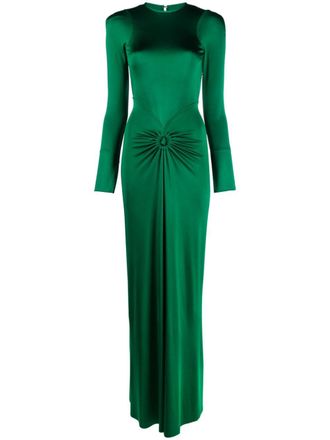 Victoria Beckham robe longue fronc&eacute;e - Vert