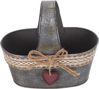 Valiclud Dekorativer Retro Pflanztopf aus Eisen mit Jutebezug Kleiner Rustikaler Metall Blumenk&uuml;bel f&uuml;r Garten und Wohnraum Rostbest&auml;ndig mit Tragegriff