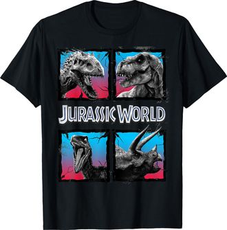 Jurassic Park Dino Pink Blue Gradient Boxes T-Shirt