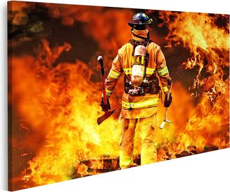 Islandburner Bild auf Leinwand Feuerwehr Mann Bekämpft Die Flammen Abstrakt Leinwandbild Wandbild Prime Bilder für Wohnzimmer etc