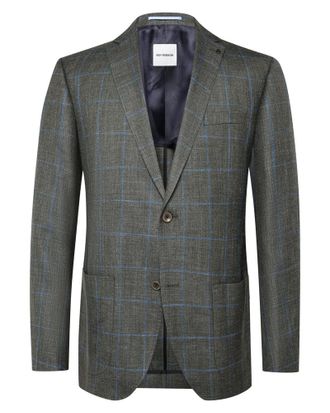 Roy Robson Sakko aus einem Schurwolle-Mix mit Fensterkaromuster, Regular Fit in
