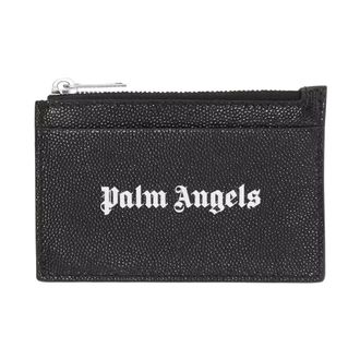 Palm Angels unisex, Accessoires, Noir, Taille: ONE Size Porte-cartes zipp&eacute; &agrave; imprim&eacute; logo gothique