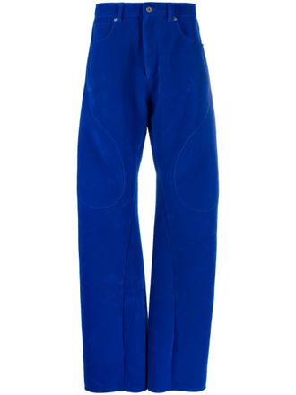Off-white Flock Contour Tapered-Hose - Blau
