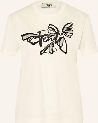 Fendi T-Shirt Mit Stickereien weiss