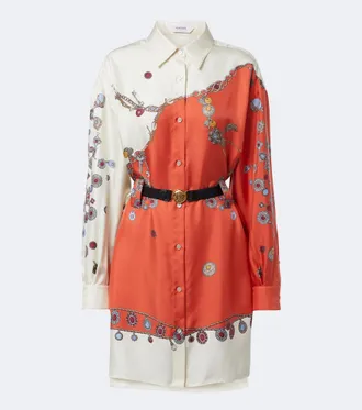 Versace Robe chemise en soie &agrave; imprim&eacute;