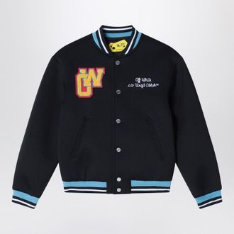 Off-white Black bomber jacket with logo embroidery