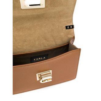 Furla Foldover Calf Leather Crossbody Bag - Brown