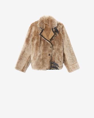 Isabel Marant Manteau Roama En Peau Lain&eacute;e - Femme - &Eacute;cru - Taille34 - Isabel Marant