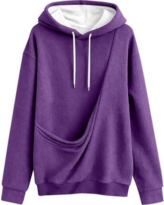 Generic Sweat à capuche avec poche kangourou pour femme - Sweat-shirt surdimensionné à col rond pour femme - Sweat à capuche imprimé lettres, pull à capuche d
