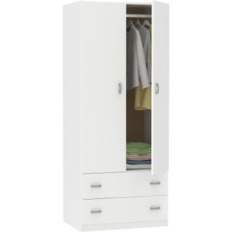 PEGANE Pegane - Armoire placard / meuble de rangement coloris Blanc brillant - Hauteur 180 x Longueur 74 x Profondeur 50 cm