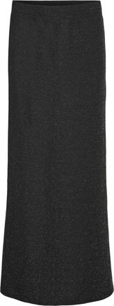 Vero Moda Damen Vmkanva Long Nw Glitter Skirt JRS Maxirock, Black/Detail:Silver Lurex, Medium