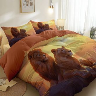 Generic Bettbezug 155 x 220 cm, Löwe Afrika Wild Print Bettwäsche, Weich Mikrofaser Reversible Bettbezüge für Erwachsene Jungen und Mädchen Schlafzimmer - Kol